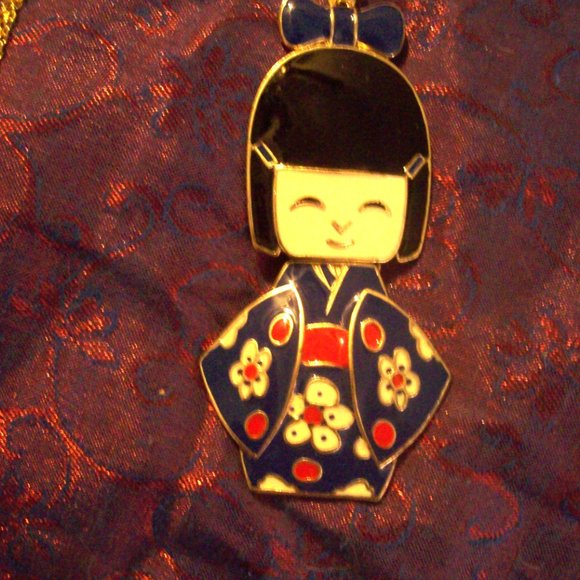 Jewelry | Enamel Geisha Pendant Necklace | Poshmark